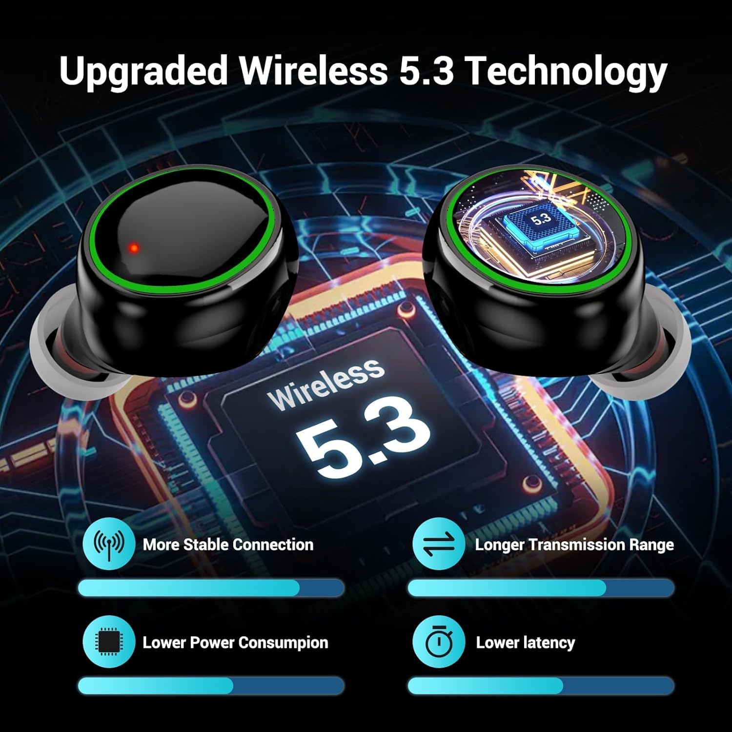 EDYELL C5S Upgraded TWS Earphone,Bluetooth 5.2 Earbuds 120Hrs Playtime ...