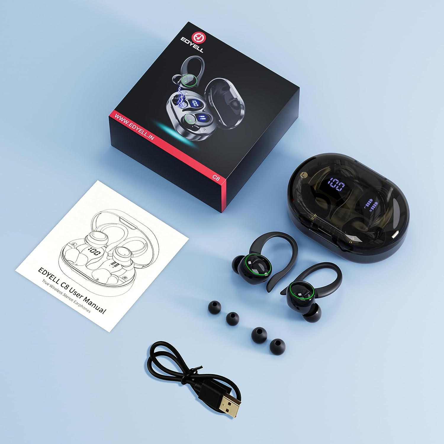 EDYELL C8 True Wireless Earbud, Bluetooth 5.3 TWS 3D Stereo with ...