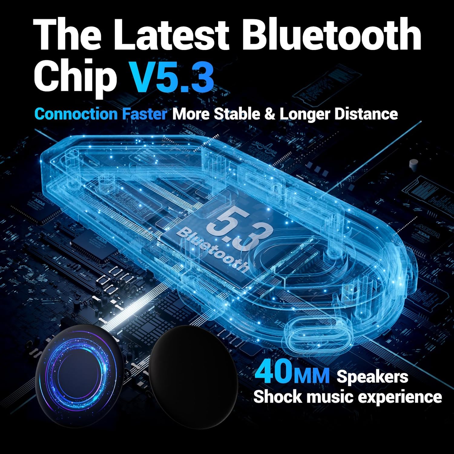 EDYELL C5 Motorcycle Helmet Bluetooth Headset, Connects to 2 Phones at ...