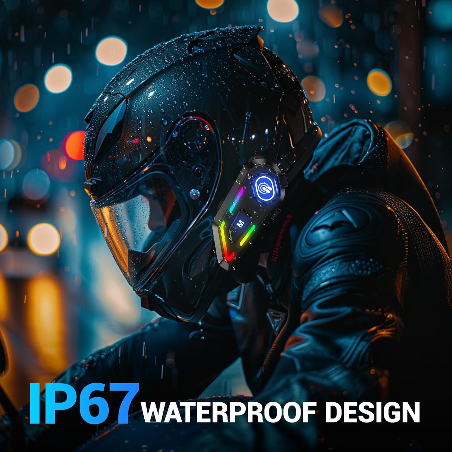 EDYELL C5 Motorcycle Helmet Bluetooth Headset, Connects to 2 Phones at ...