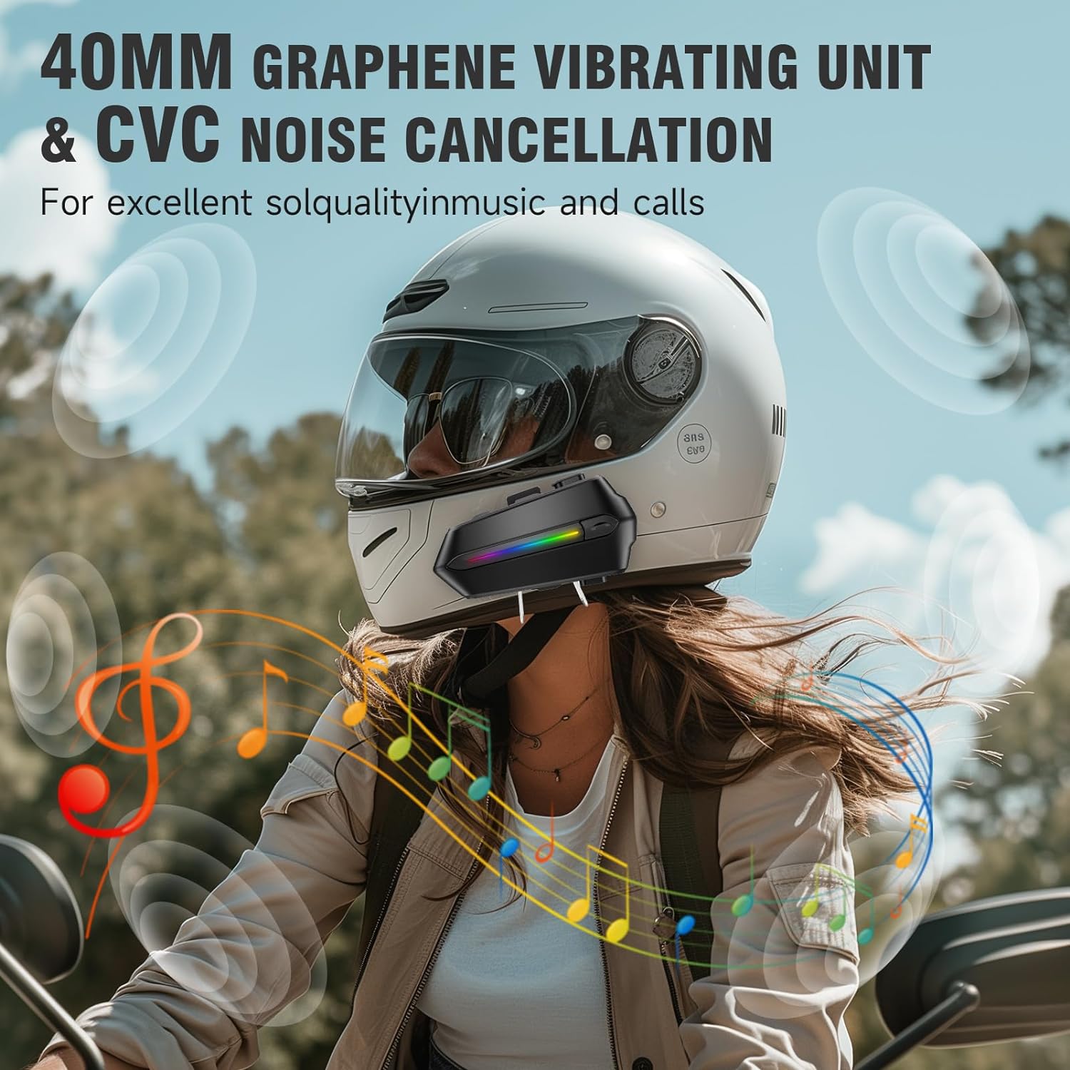 EDYELL C5S Motorcycle Helmet Bluetooth Headset, 40Hrs Playtime, IP67 ...