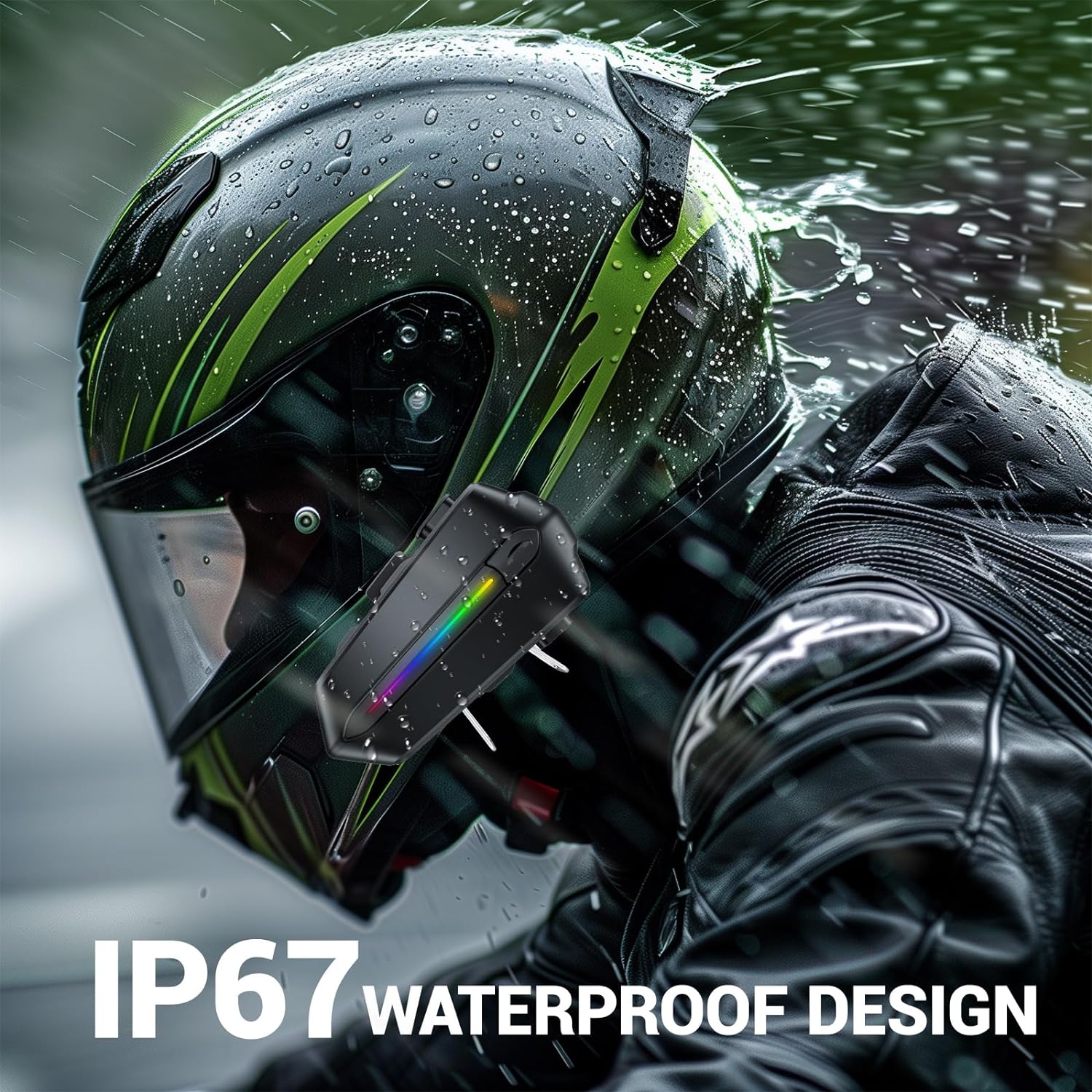 EDYELL C5S Motorcycle Helmet Bluetooth Headset, 40Hrs Playtime, IP67 ...