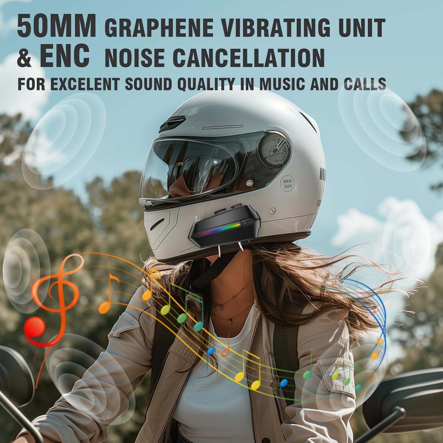 EDYELL C5S Motorcycle Helmet Bluetooth Headset, 40Hrs Playtime, IP67 ...