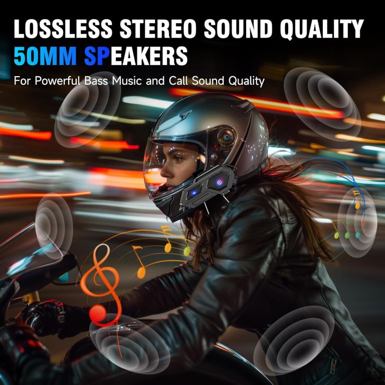 EDYELL C8 Motorcycle Bluetooth Headsets, LED Emergency Light, HD ...