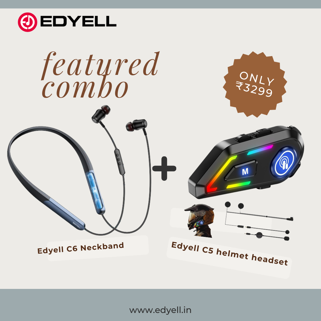 Edyell C6 Neckband 130Hr Playback + Edyell C5 Motorcycle Helmet ...