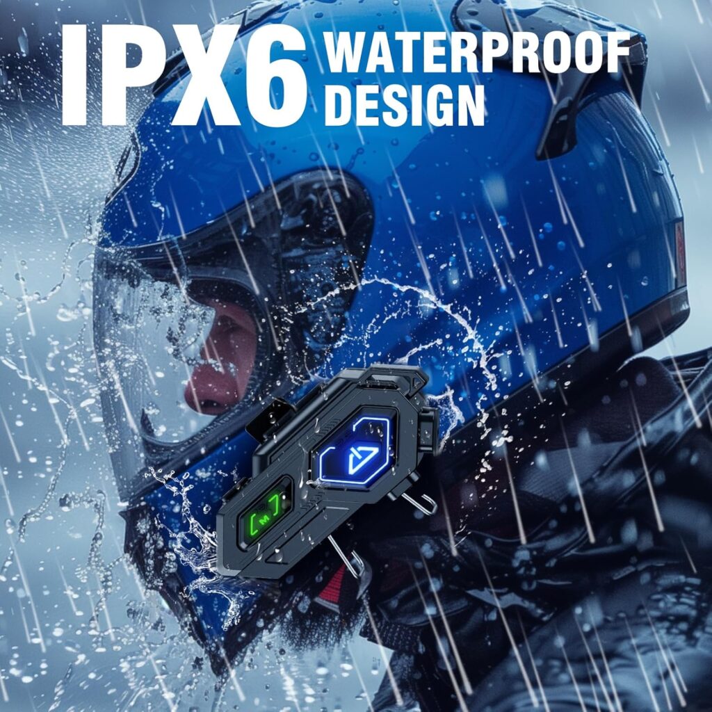 EDYELL C8 Pro Motorcycle Bluetooth 600mtr Range Intercom, 2 Rider can ...