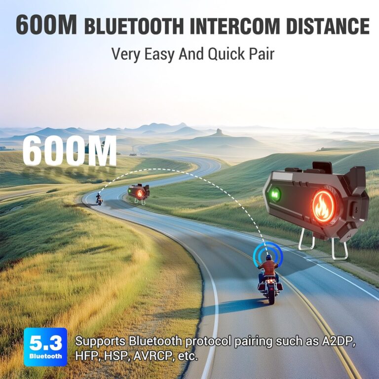 EDYELL C9 Motorcycle Bluetooth Intercom Headset,600M Talkback Distance ...